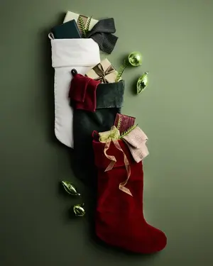 Quince Cotton Velvet Stocking - Red