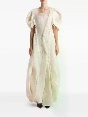 Khaite Quintin Fringed Maxi Dress - White