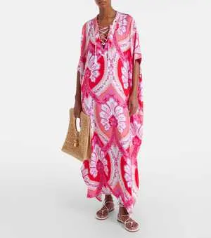 Melissa Odabash Carlotta Printed Satin Kaftan - Multicoloured