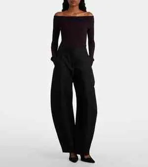 Alaïa Wool And Silk Barrel-leg Pants