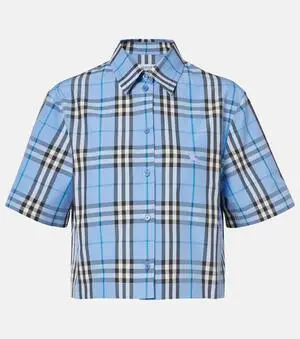 Burberry Check Cotton Poplin Shirt - Blue