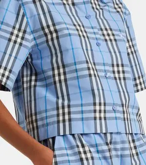 Burberry Check Cotton Poplin Shirt - Blue
