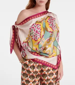 La DoubleJ Florette Placée Asymmetric Silk Twill Top