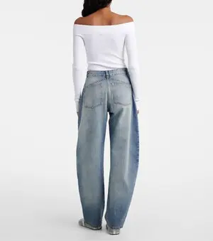 Alaïa Barrel-leg Jeans In Handsand Wash - Blue