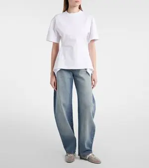 Alaïa Draped Cotton Jersey T-shirt
