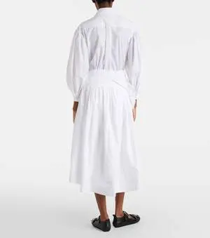 Simone Rocha Floral-appliqué Cotton Poplin Midi Skirt - White