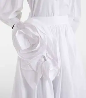 Simone Rocha Floral-appliqué Cotton Poplin Midi Skirt - White