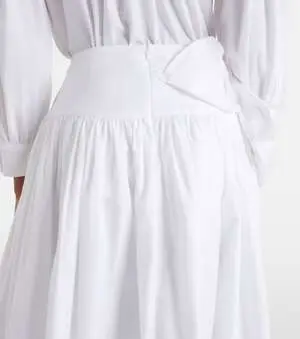 Simone Rocha Floral-appliqué Cotton Poplin Midi Skirt - White