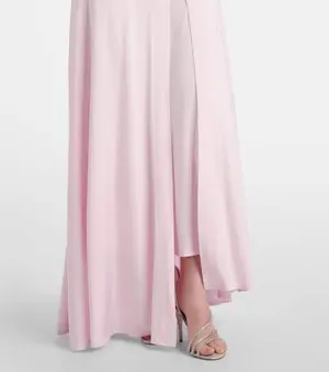 SELF-PORTRAIT Ruched Asymmetric Maxi Dress - Pink