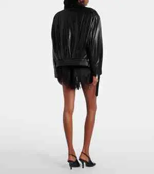 SELF-PORTRAIT Lace-trimmed Satin Shorts