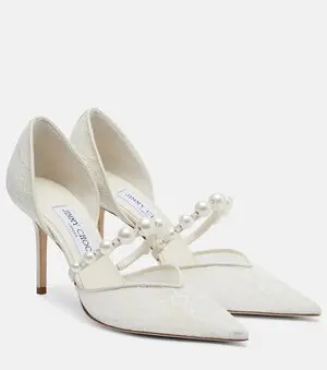 JIMMY CHOO Aurelie Faux Pearl-embellished Pumps - White