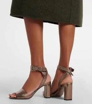 JIMMY CHOO Rori Metallic Leather Sandals - Silver