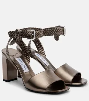 JIMMY CHOO Rori Metallic Leather Sandals