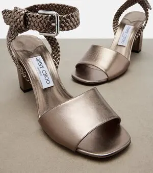 JIMMY CHOO Rori Metallic Leather Sandals