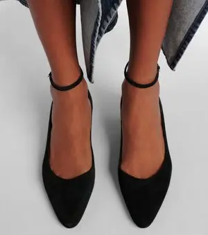 JUDE Judemode Suede Pointed Toe Pumps With Ankle Strap