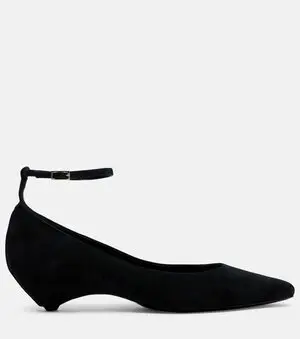 JUDE Judemode Suede Pointed Toe Pumps With Ankle Strap