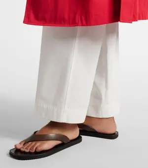 JUDE Leather Thong Sandals - Brown