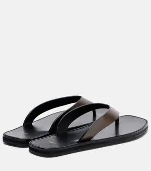 JUDE Leather Thong Sandals - Brown