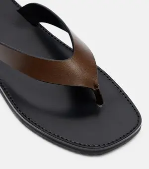 JUDE Leather Thong Sandals - Brown