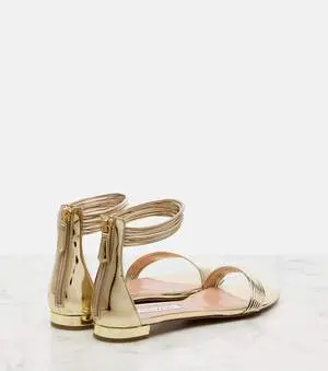 AQUAZZURA Sway Mirrored Leather Sandals - Gold