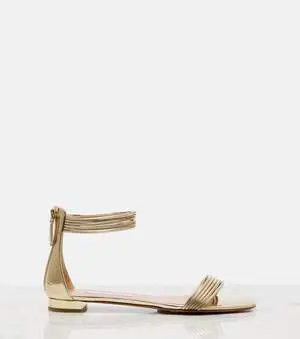 AQUAZZURA Sway Mirrored Leather Sandals - Gold