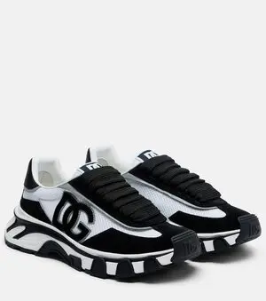 Dolce & Gabbana Suede-trimmed Sneakers - Black