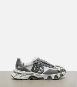 Dolce & Gabbana Suede-trimmed Sneakers - Grey