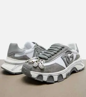 Dolce & Gabbana Suede-trimmed Sneakers - Grey