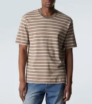 Sunspel Striped Cotton Jersey T-shirt - Brown