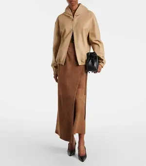 Nour Hammour Leather Wrap Skirt - Brown