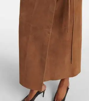 Nour Hammour Leather Wrap Skirt - Brown