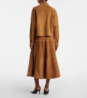 Nour Hammour Opera Suede Midi Skirt