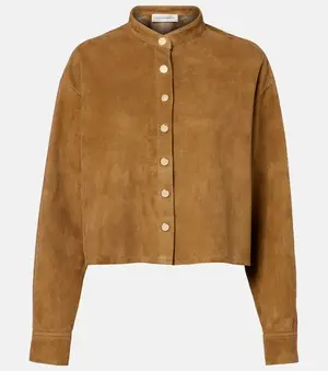 Nour Hammour Lucien Cropped Suede Jacket - Brown