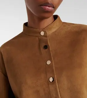 Nour Hammour Lucien Cropped Suede Jacket - Brown