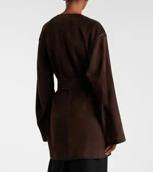 Nour Hammour Anika Suede Wrap Coat