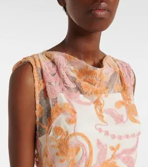 XU ZHI Embroidered Point D'esprit Top