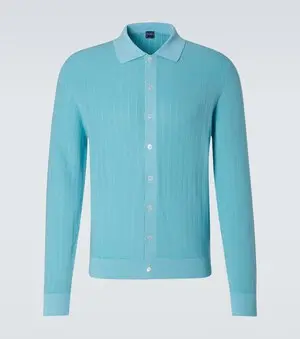 Fedeli Ribbed-knit Cotton Cardigan With Polo Collar
