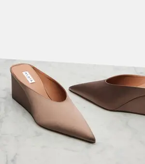 Alaïa Satin Wedge Mules - Brown