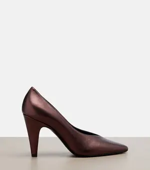 Alaïa Metallic Leather Pointed Toe Pumps - Brown
