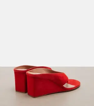 Alaïa Cube Suede Wedge Thong Sandals - Orange