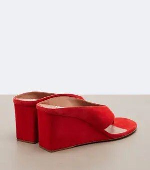Alaïa Cube Suede Wedge Thong Sandals - Orange