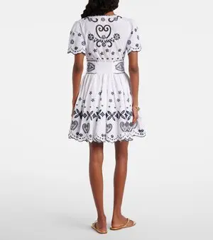 Camilla Embroidered Cotton Minidress - White