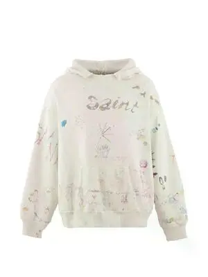SAINT MXXXXXX Graphic-print Hoodie - Neutrals