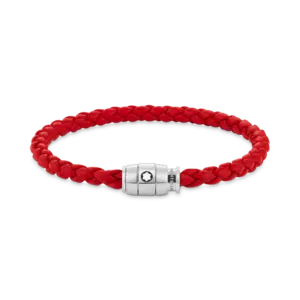 Montblanc Leather Bracelet With Stainless Steel Clasp - Red