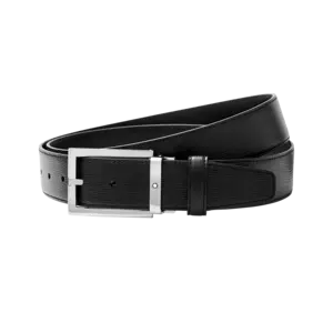 Montblanc Leather Belt With Stainless Steel Buckle - Black