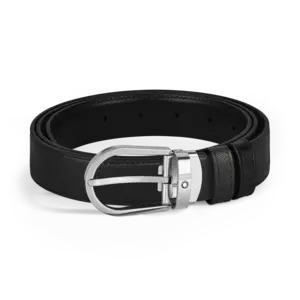 Montblanc Horseshoe Mm Reversible Leather Belt - Black