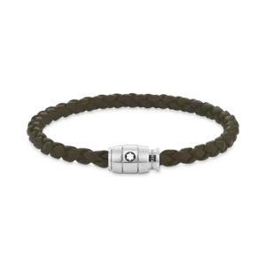 Montblanc Soft Leather Bracelet With Stainless Steel Clasp - Khaki