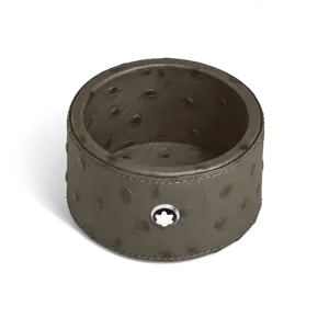 Montblanc Small Round Desk Tray In Ostrich-embossed Leather - Khaki