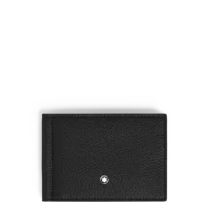 Montblanc Wallet 6cc With Money Clip In Grain - Black