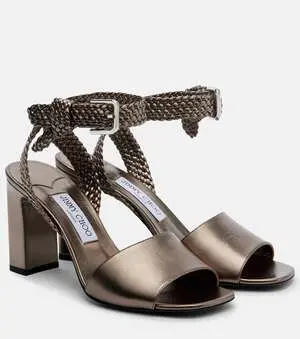 JIMMY CHOO Rori Metallic Leather Sandals - Silver